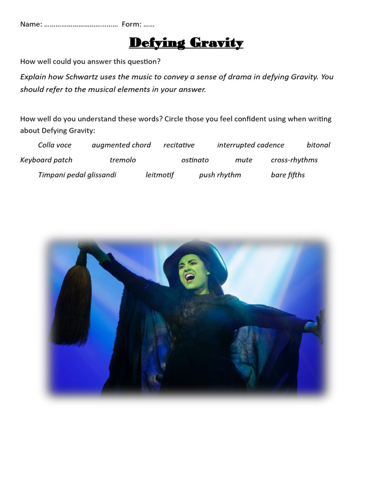 Defying Gravity Revision Sheets | PDF | Harmony | Musicology