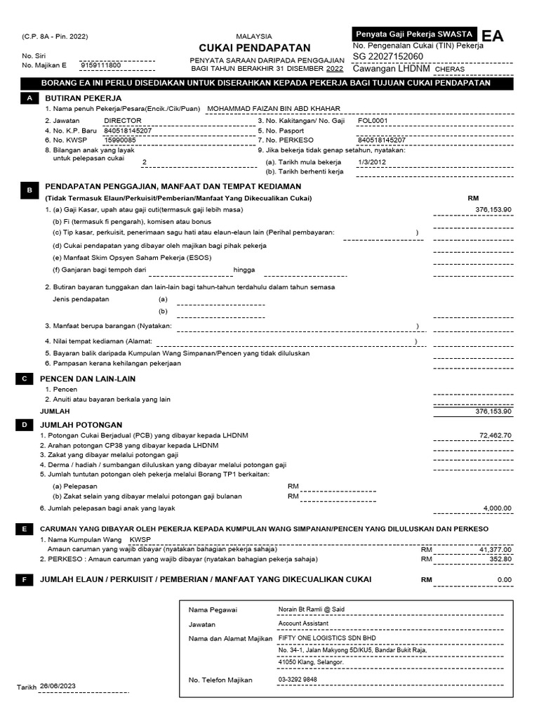 PR - Tax.borangea 2022 BM | PDF