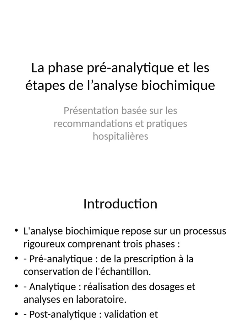 Phase pré-analytique en biochimie | PDF | Chimie analytique ...