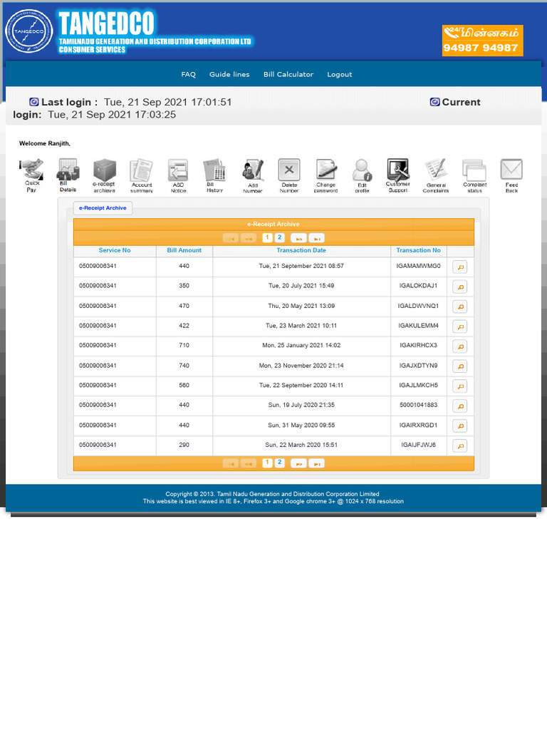 TANGEDCO Online Payment | PDF