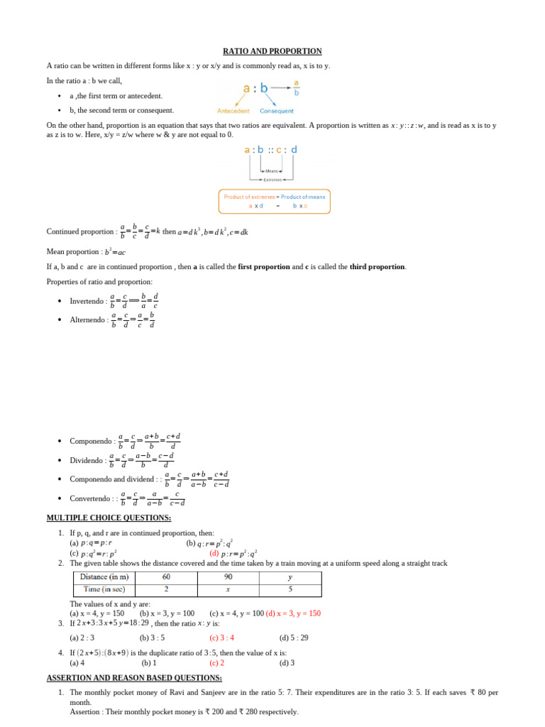 7. Ratio and Proportion | PDF | Ratio | Arithmetic