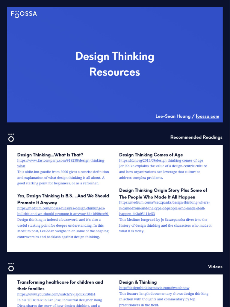 Design Thinking Resources CreativeLive Lee Sean - Huang | PDF | Design ...