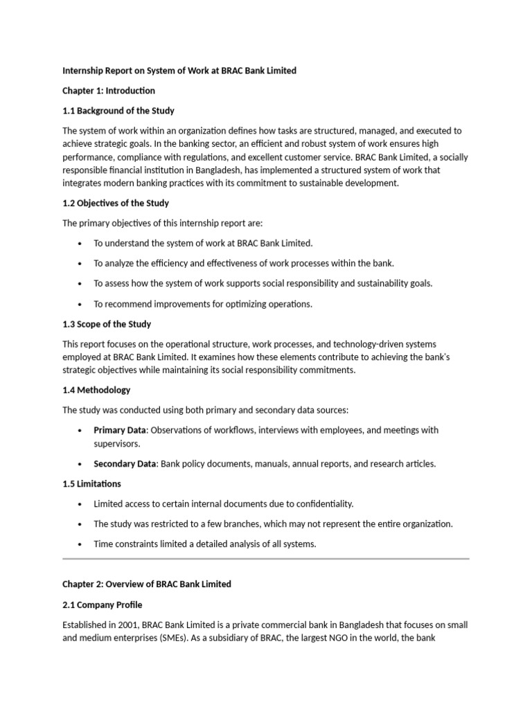 BRAC Bank Internship Report Summary | PDF | Small And Medium Sized Enterprises | Banks