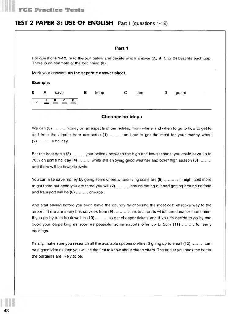 FCE Test 2: Use of English Practice | PDF | Smoothie | Drink