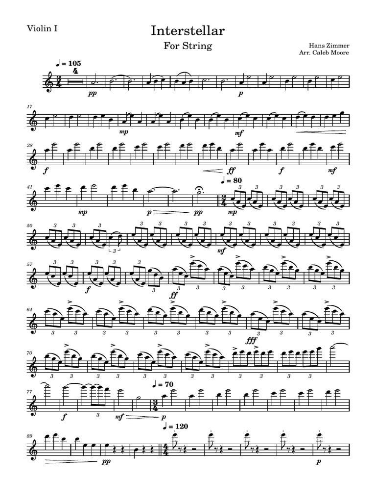 Interstellar_For_String_Quartet__Hans_Zimmer-Violin_I | PDF | Classical Music Groups | Chamber Music