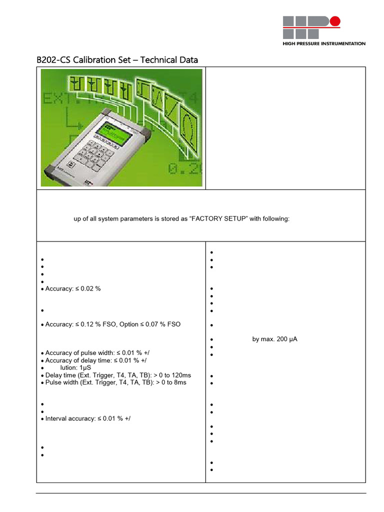 HPI B202 Calibration Set 10-2017EN | PDF | Calibration | Accuracy And Precision