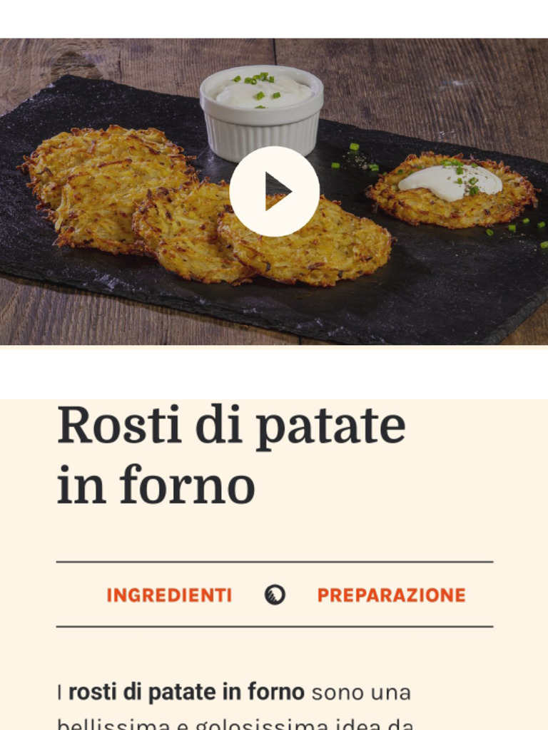 Ricetta Rosti Di Patate Al Forno | PDF