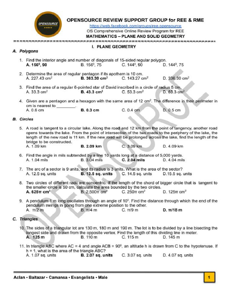 Math3 - Plane and Solid Geometry | PDF