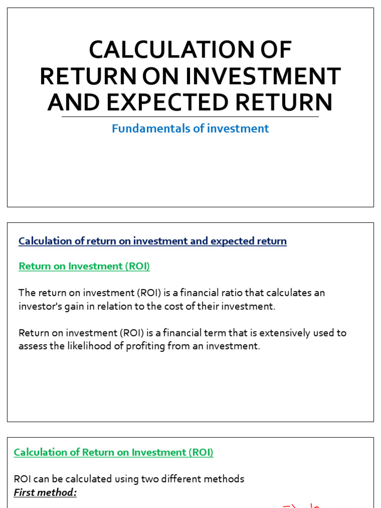 Calculation of return on investment and expected return - 1 | PDF