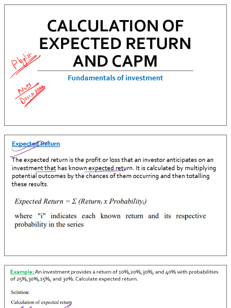 Calculation of Expected Return and CAPM | PDF | Capital Asset Pricing ...