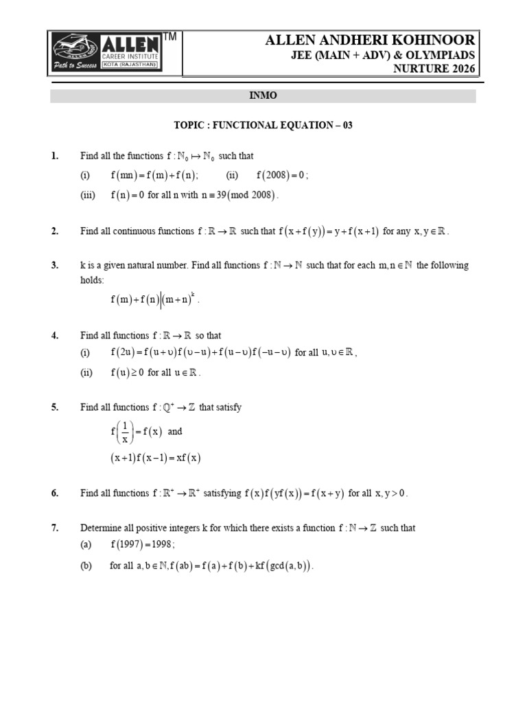 Functional Equation - 03 | PDF