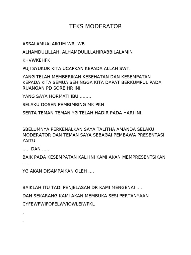Teks Moderator Tata | PDF