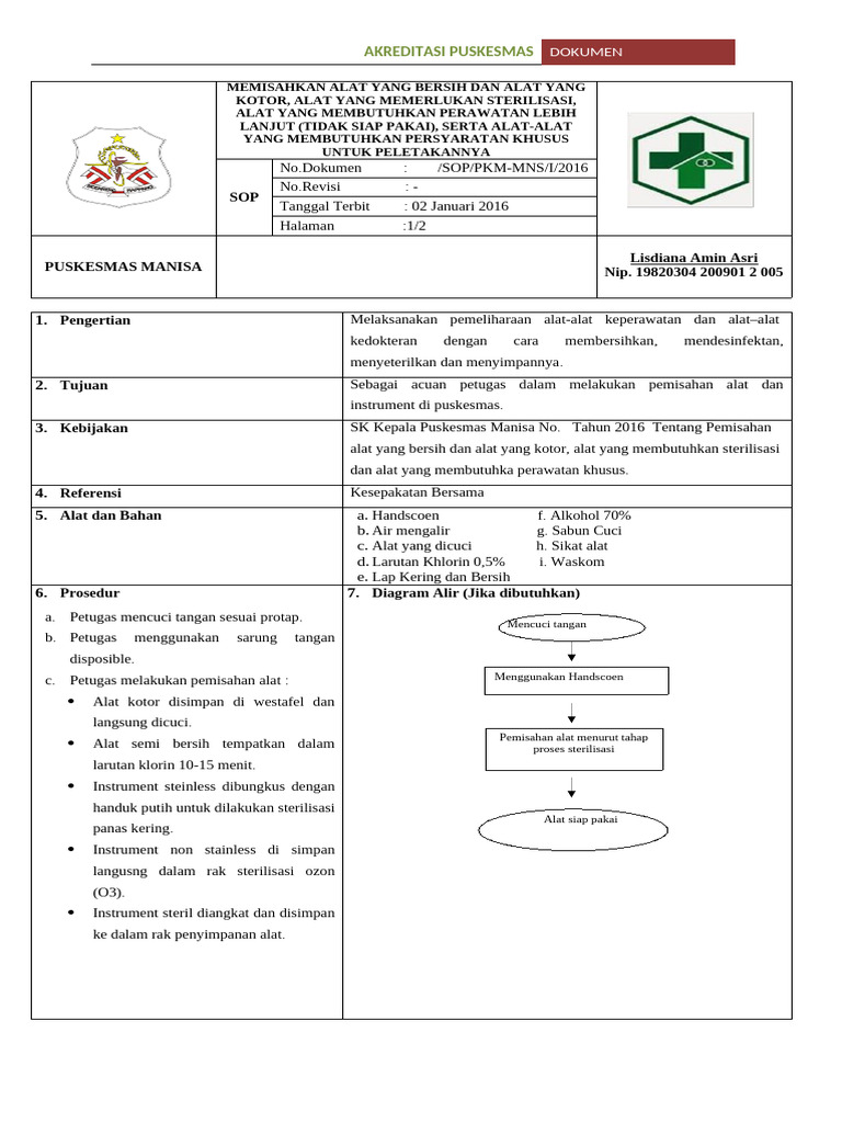 8.6.1.1 Sop Pisah Alat | PDF