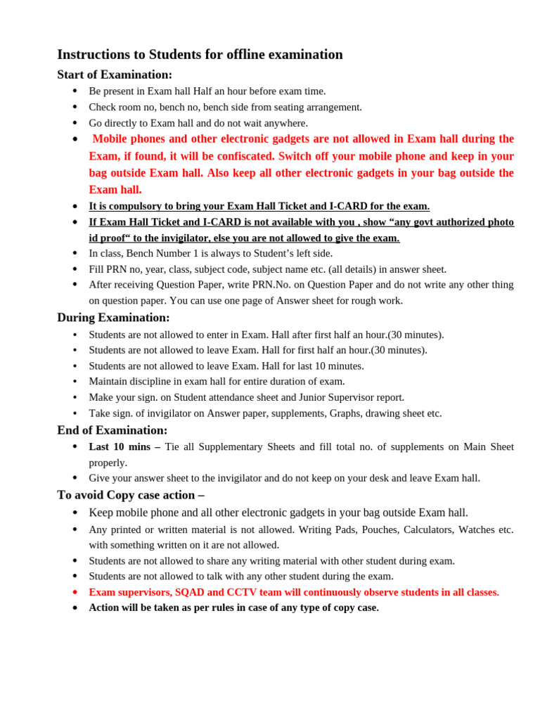 Student Instructions For Offline End Semester Exam SYTY Sem I - 2024 25 ...