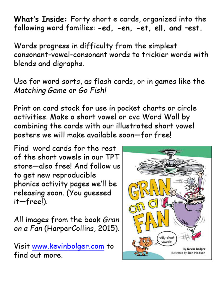 What's Inside: - Ed, - En, - Et, Ell, and - Est.: Matching Game Go Fish! | PDF | Linguistics ...