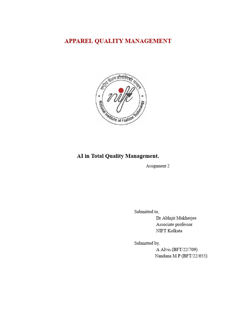 APPAREL QUALITY MANAGEMENT | PDF | Artificial Intelligence | Intelligence (AI) & Semantics