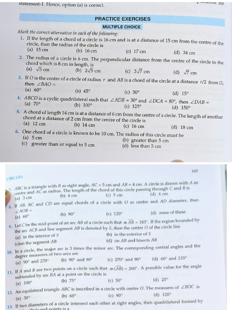 Circles MCQ | PDF