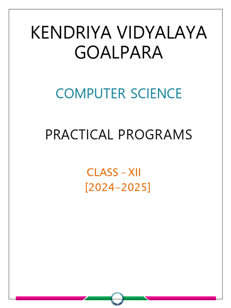 Kvgclass 12 Cs Practical Exercises 2024-2025 | PDF | Text File | Letter Case