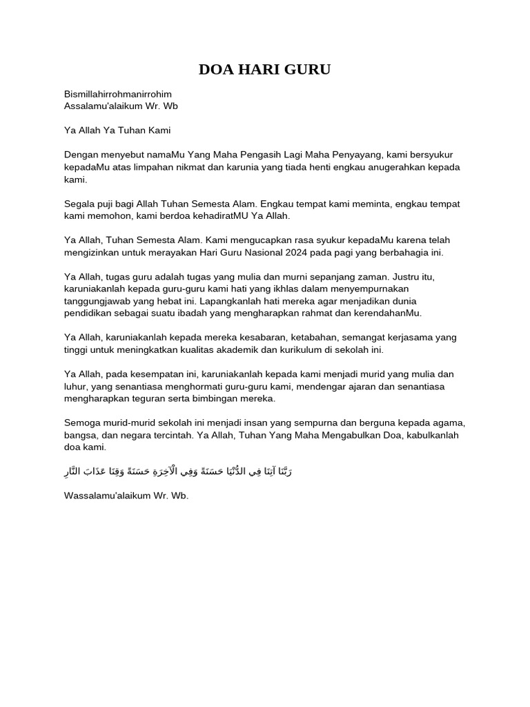 Doa Hari Guru 2024 | PDF