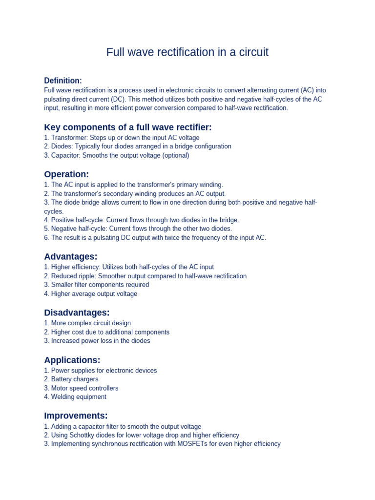Full Wave Rectification in a Circuit | PDF