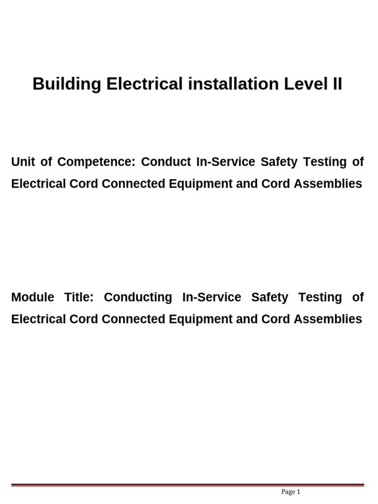 M08Conduct in Service Safety Testing of Electrical Cord Connected | PDF ...