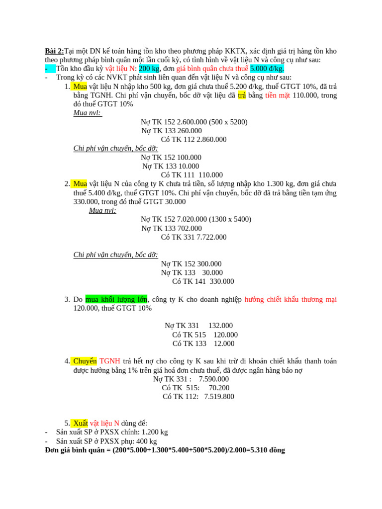BAI TAP KTTC1 - Bài 2 | PDF
