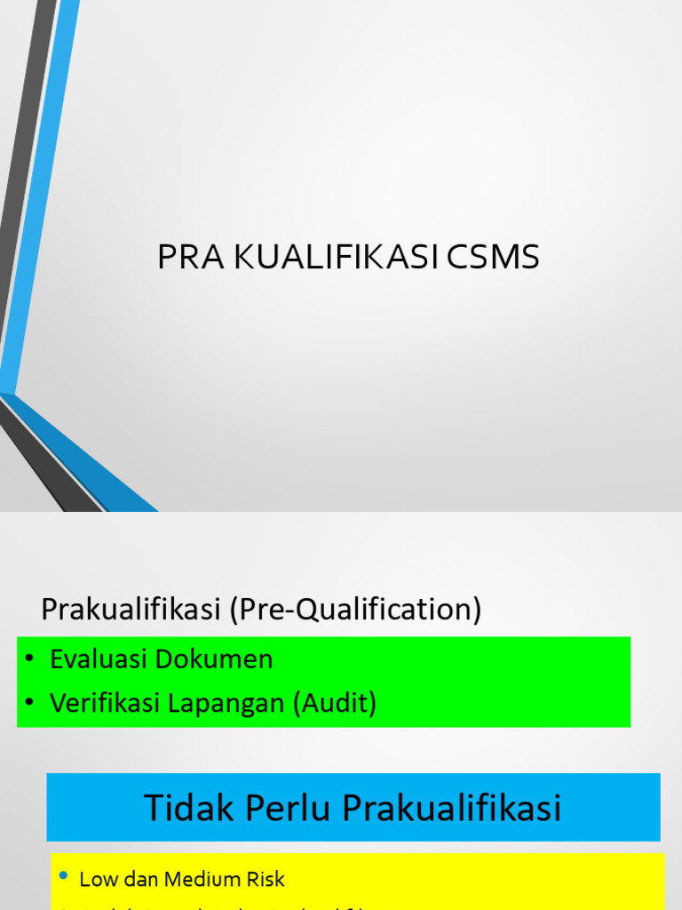 Prakualifikasi CSMS untuk Kontraktor | PDF