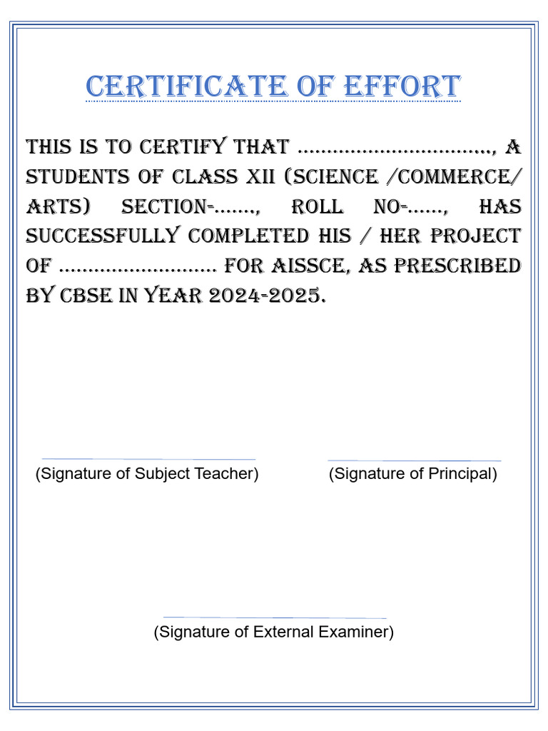 Xii Certificate of Effort | PDF