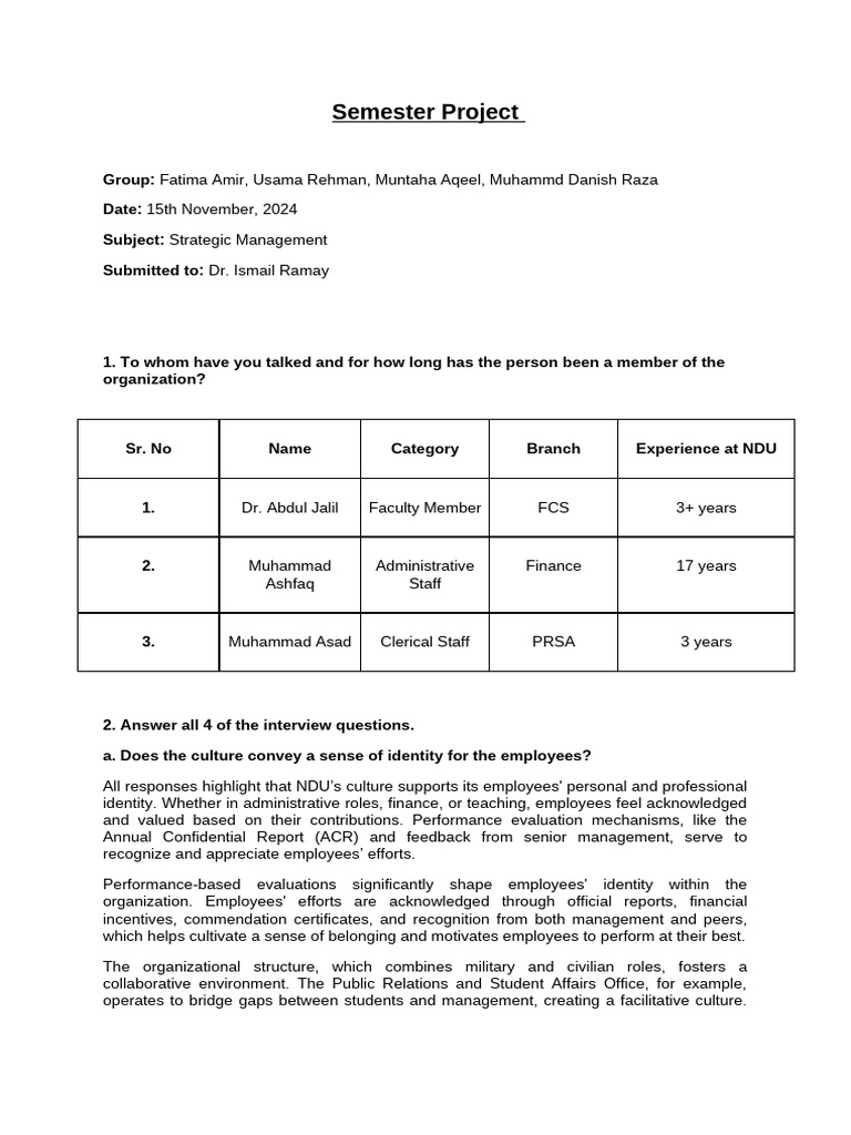 Strategic Management Project | PDF | Disciplines | Motivation