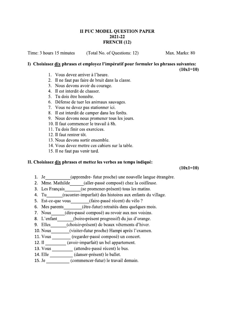 II PUC French 1 | PDF
