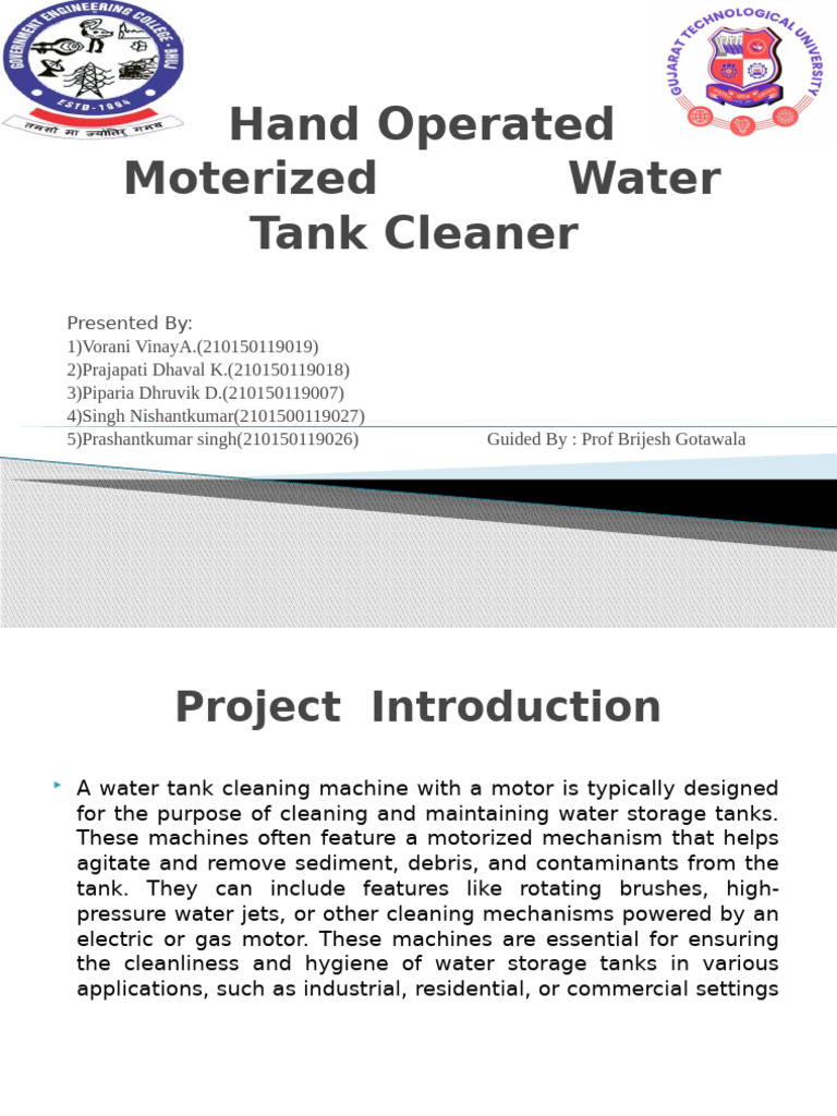 Hand Operated Moterized Water Tank Cleaner | PDF | Water | Pump