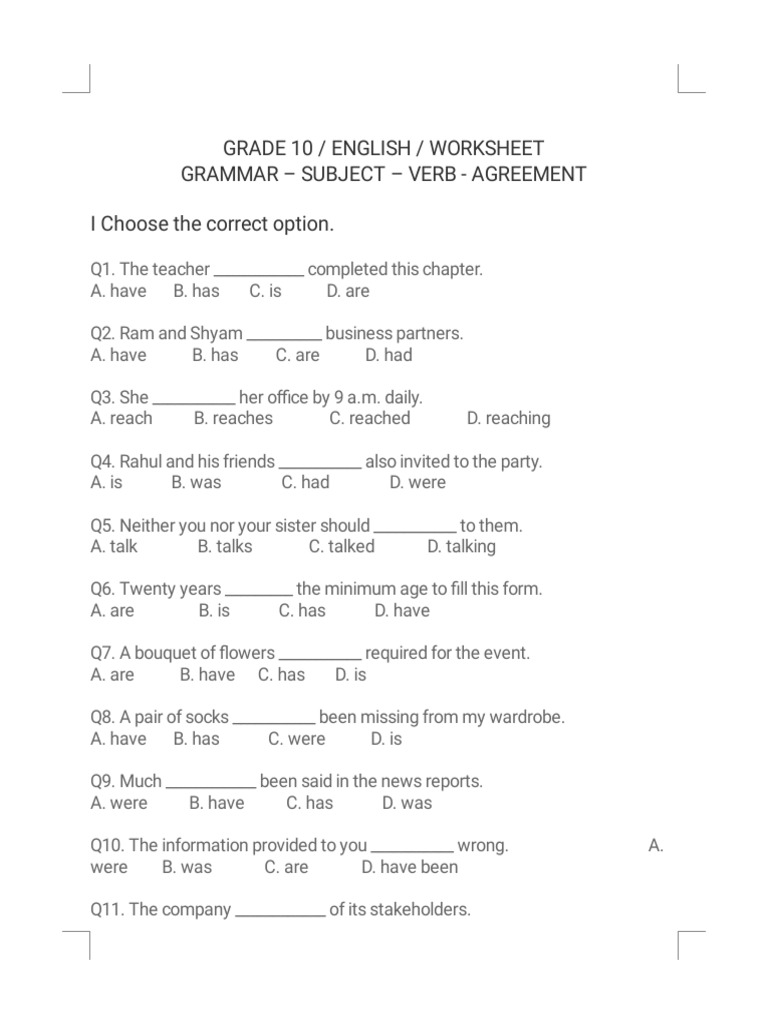 Grammar - Subject Verb Agreement-1 | PDF