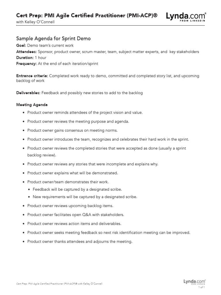 07 - 02 - Sprint Demo Sample Agenda | PDF