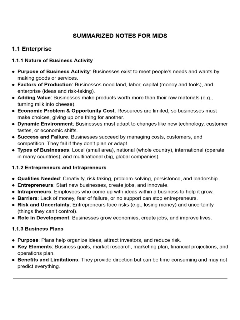 Summarized Notes For Mids | PDF | Business | Motivation