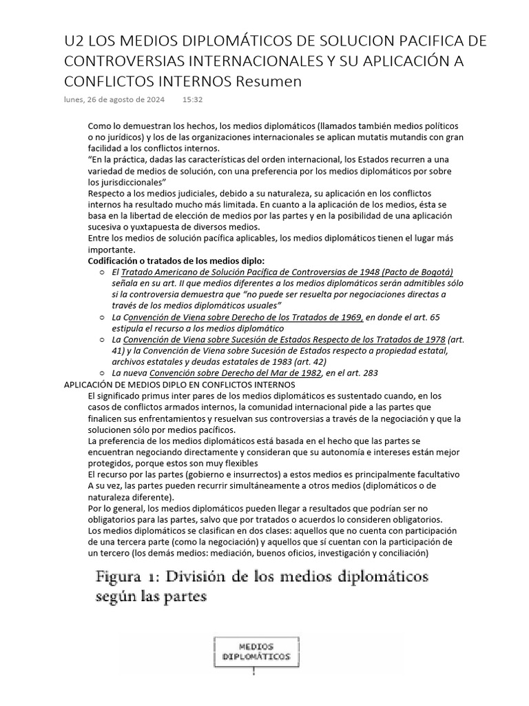 Medios Diplomáticos en Conflictos Internos | PDF | Mediación | Paz