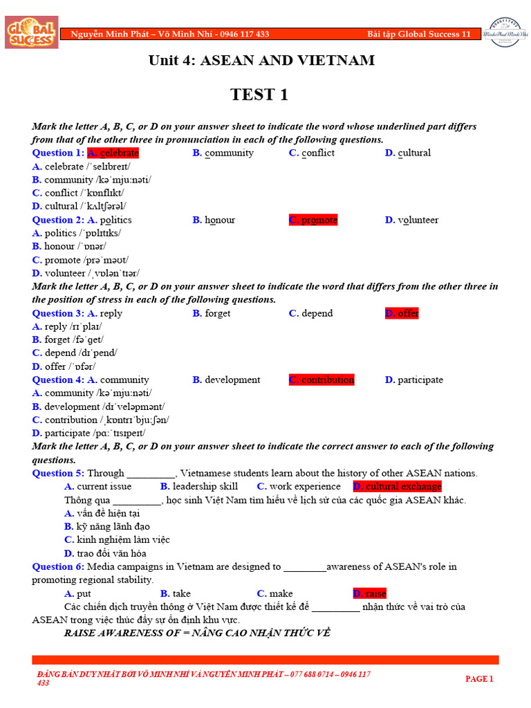 Grade 11 - Unit 4 - Test 1 | PDF