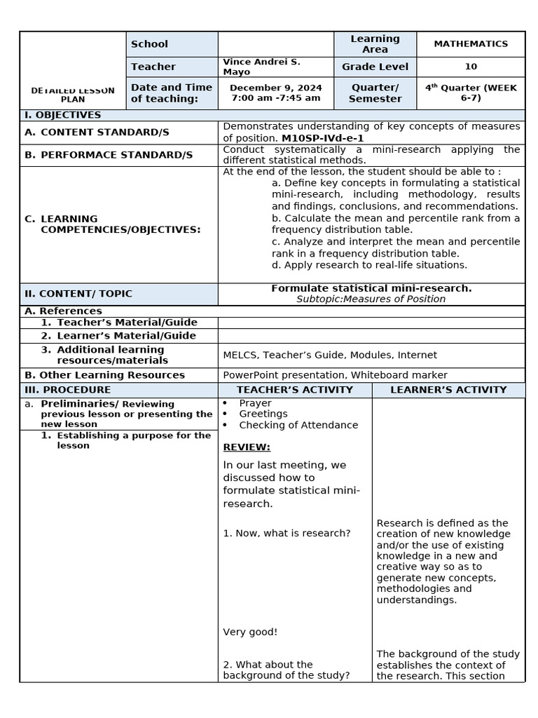 MAYO-DLP-FORMULATE STATISTICAL MINI-RESEARCH-DEMO | PDF | Methodology ...