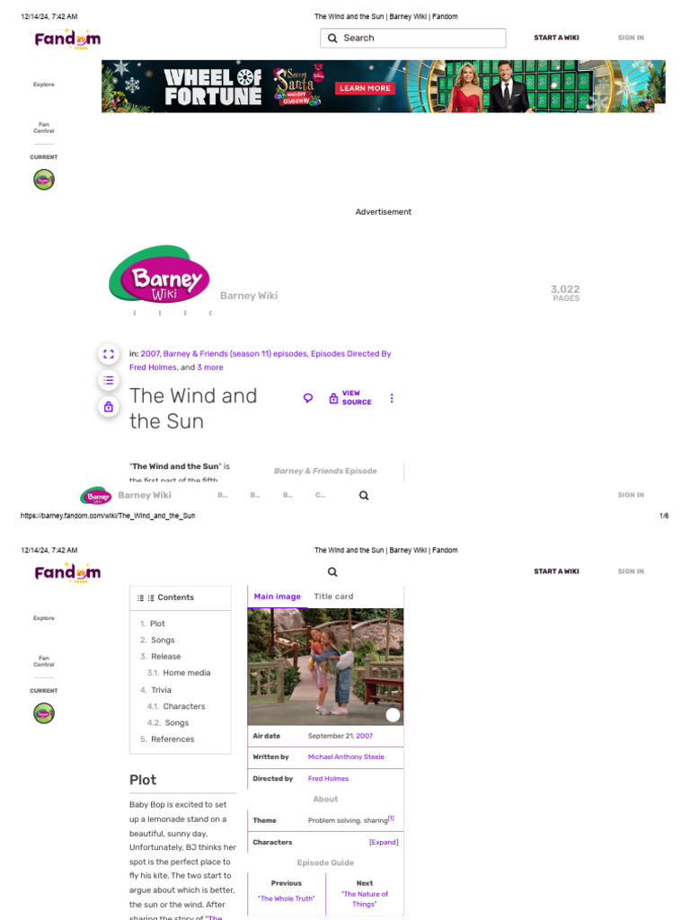 The Wind and the Sun _ Barney Wiki _ Fandom | PDF