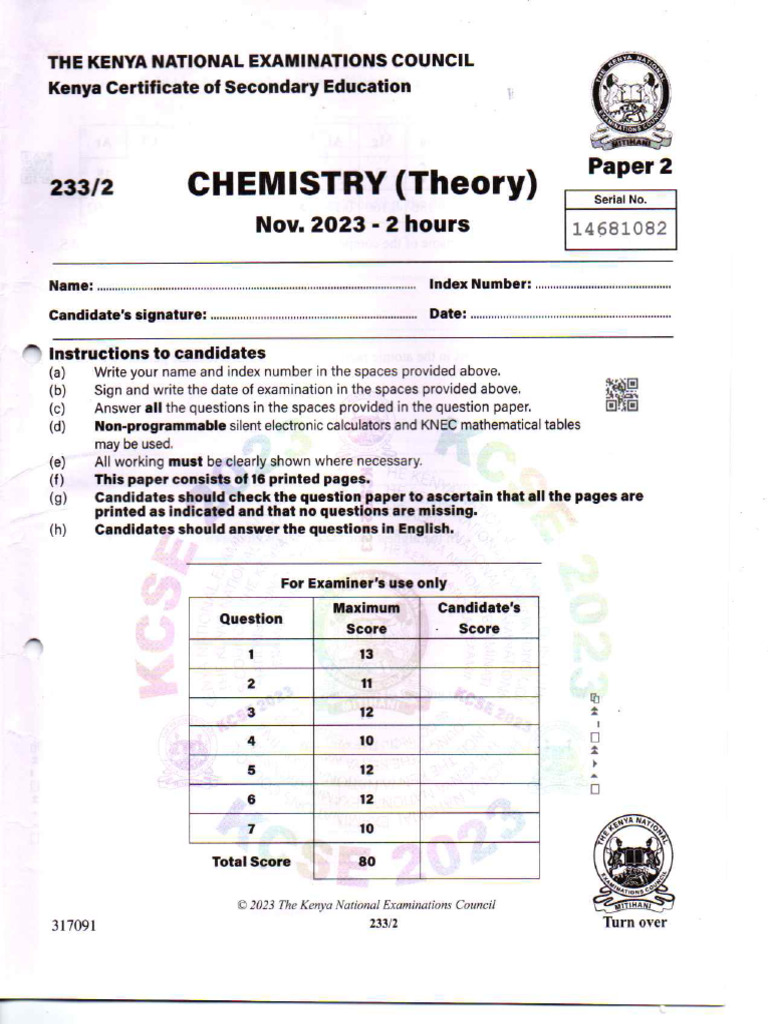 Chemistry Paper 2 | PDF