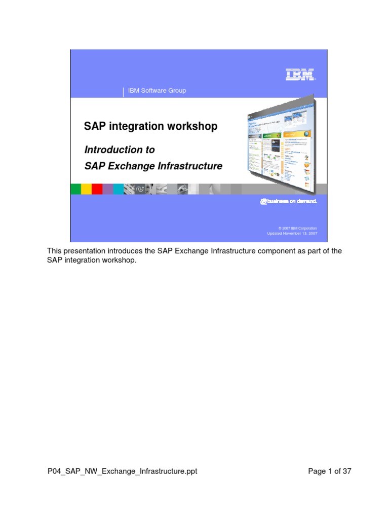P04 SAP NW Exchange Infrastructure | PDF