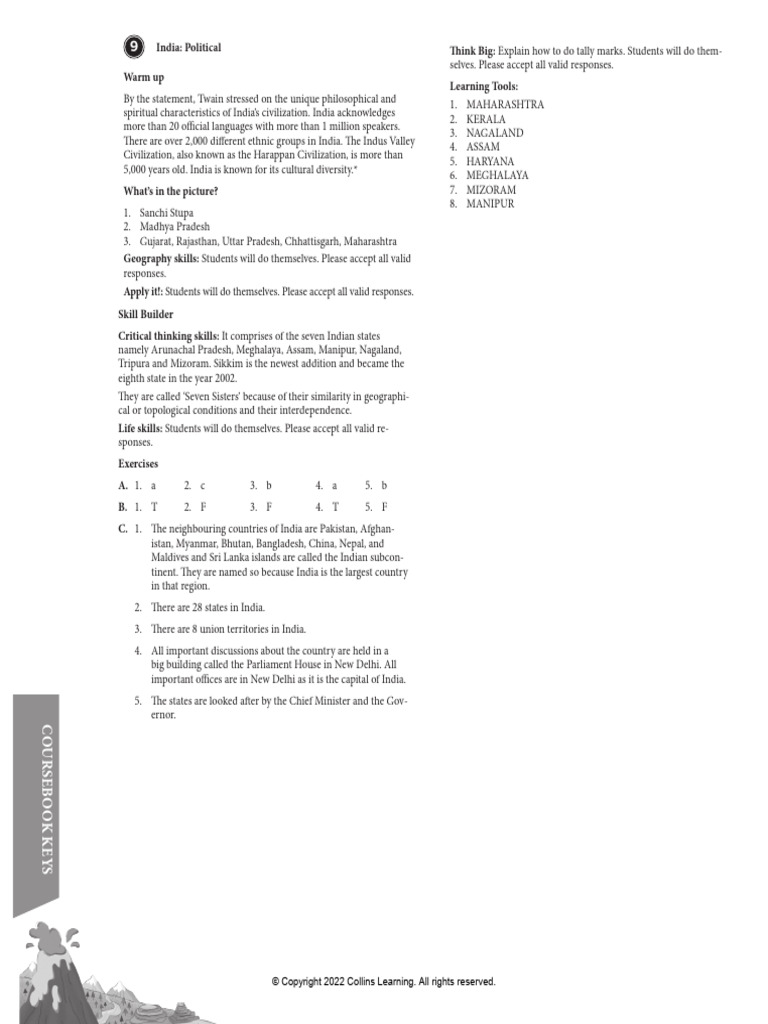 Answer key | PDF | South Asia | Asia