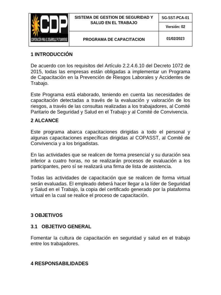 Programa de Capacitacion | PDF | Creación de capacidad | Valores