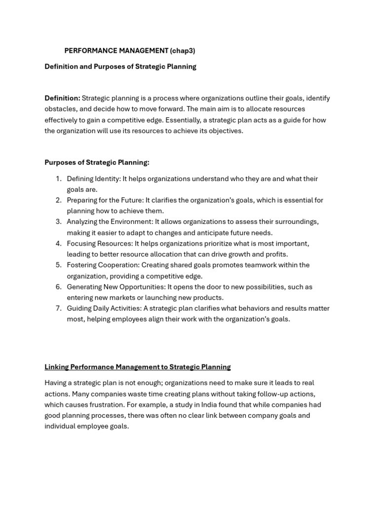 Strategic Planning and Performance Management | PDF | Strategic ...