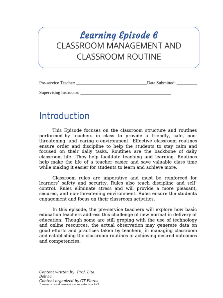 Classroom Routines for Effective Learning | PDF | Classroom | Teachers