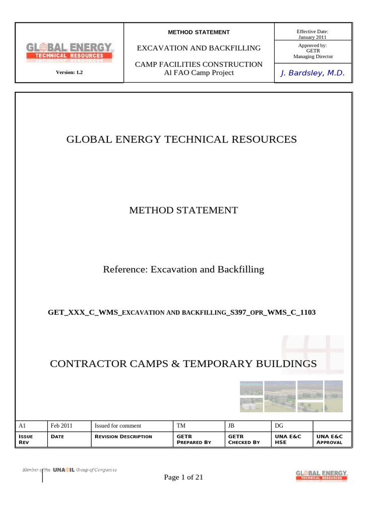 Method Statement Excavation | PDF | Loader (Equipment) | Trench