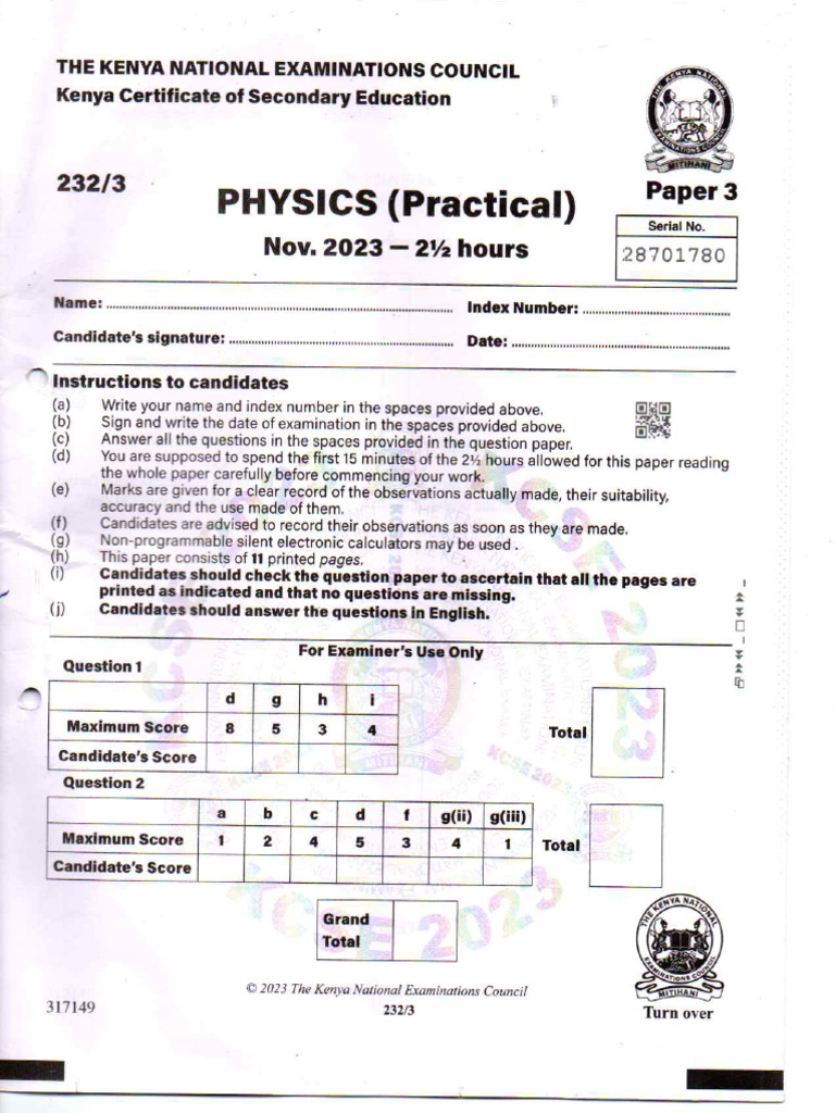 Physics Paper 3 | PDF