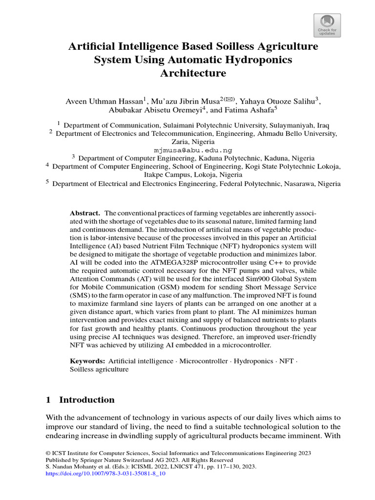 30 - AVEEN - Artificial Intelligence Based Soilless Agriculture System Using Automatic ...