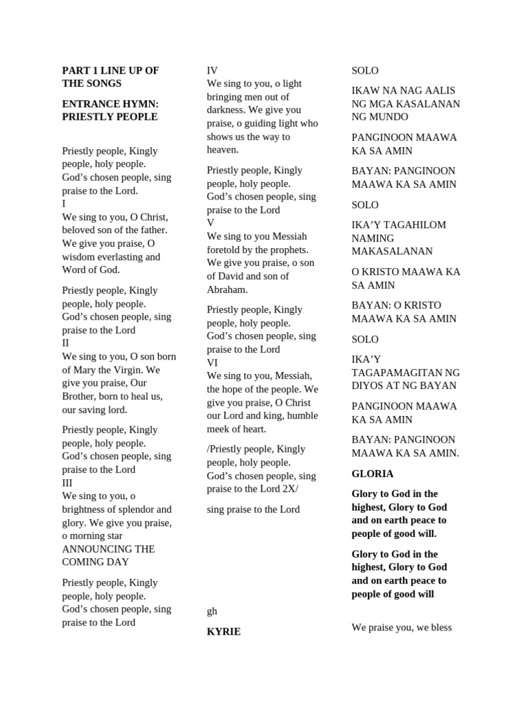 Line Up Songs For December 19 | PDF | Glory (Religion) | God The Father