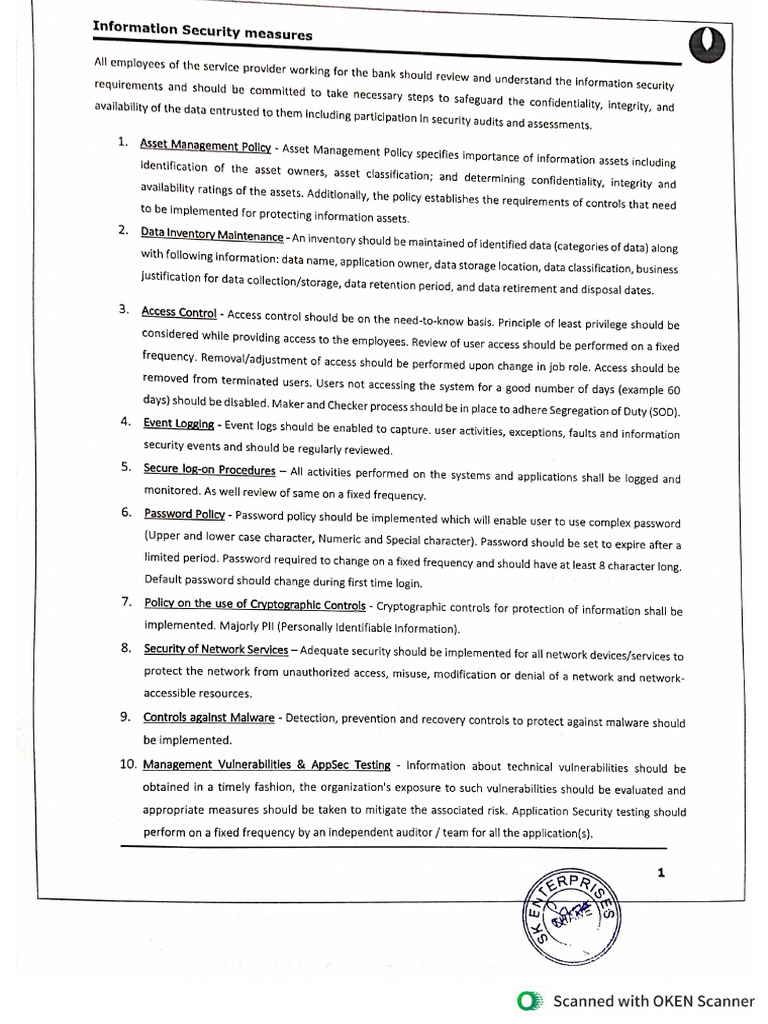 Bandhan Information Security Measures | PDF