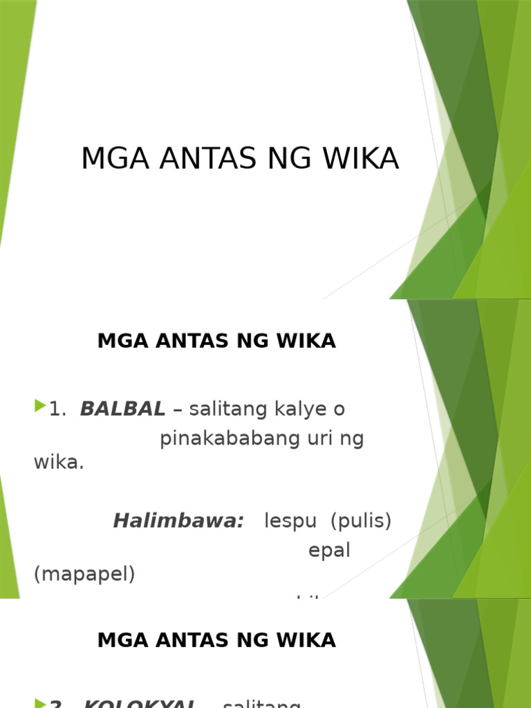 MGA ANTAS at BARAYTI NG WIKA | PDF